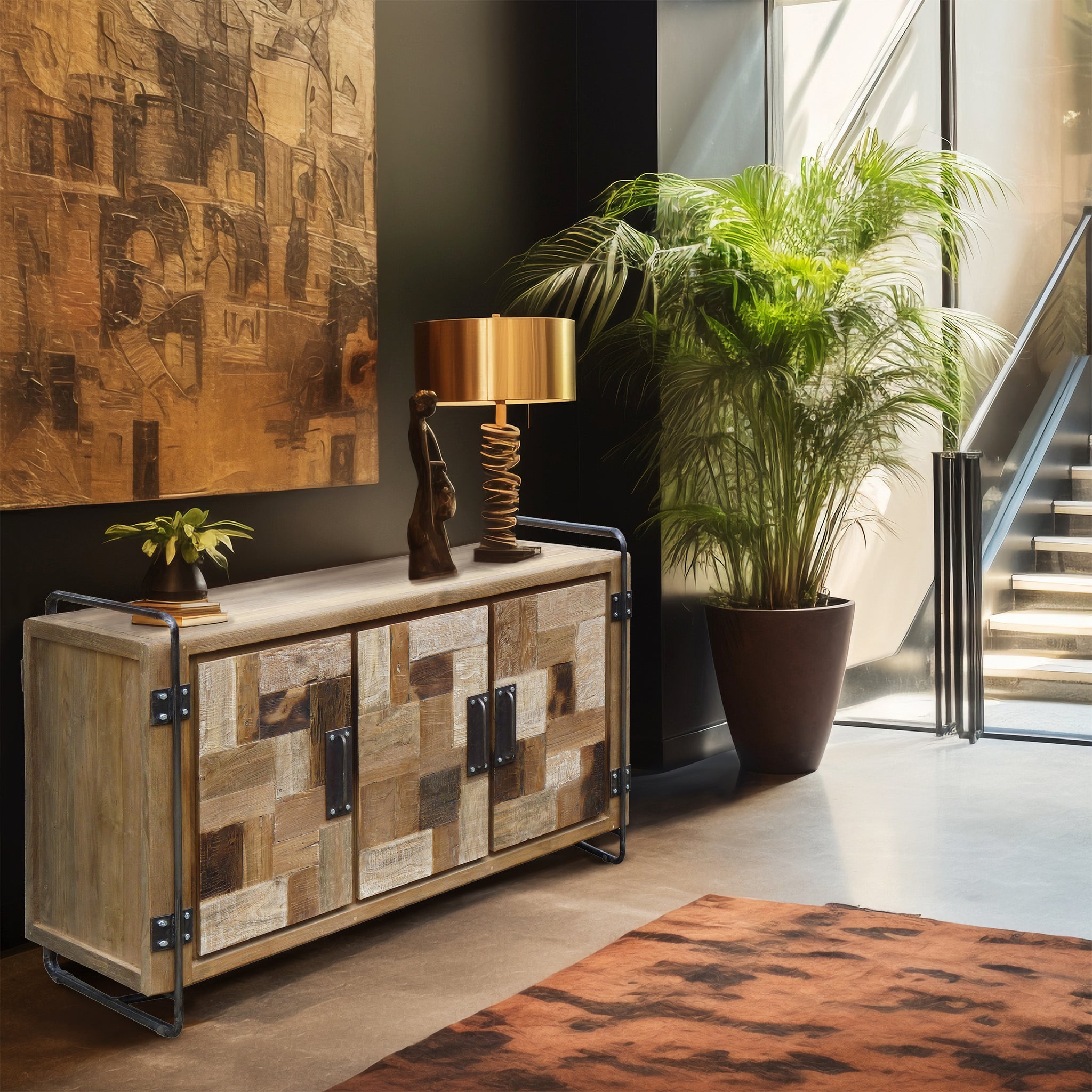 Recycled Teak Wood Mozaik Art Deco Storage Chest / TV Stand by Chic ...