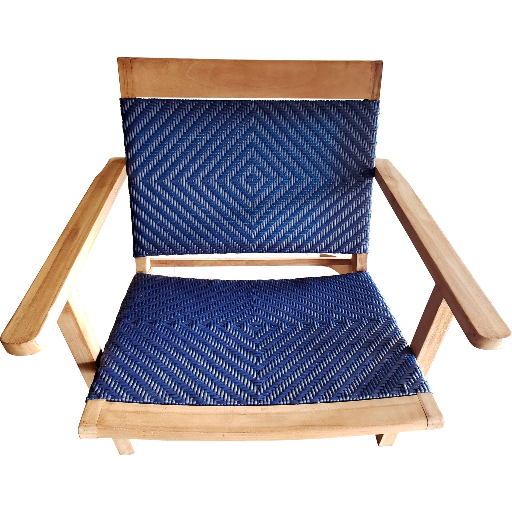 Teak Wood Paris Patio Lounge and Dining Chair, Blue by Chic Teak only ...