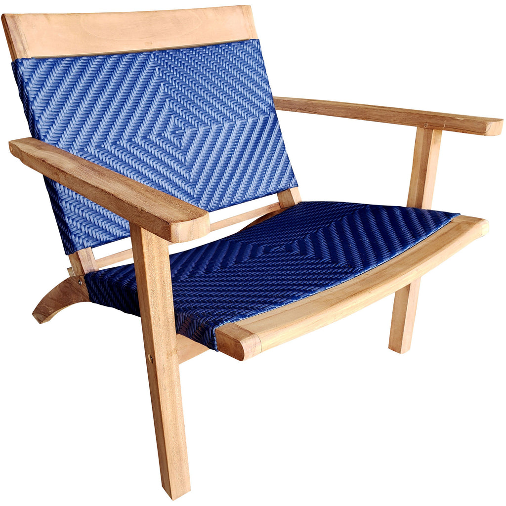 Teak Wood Paris Patio Lounge and Dining Chair, Blue by Chic Teak only ...