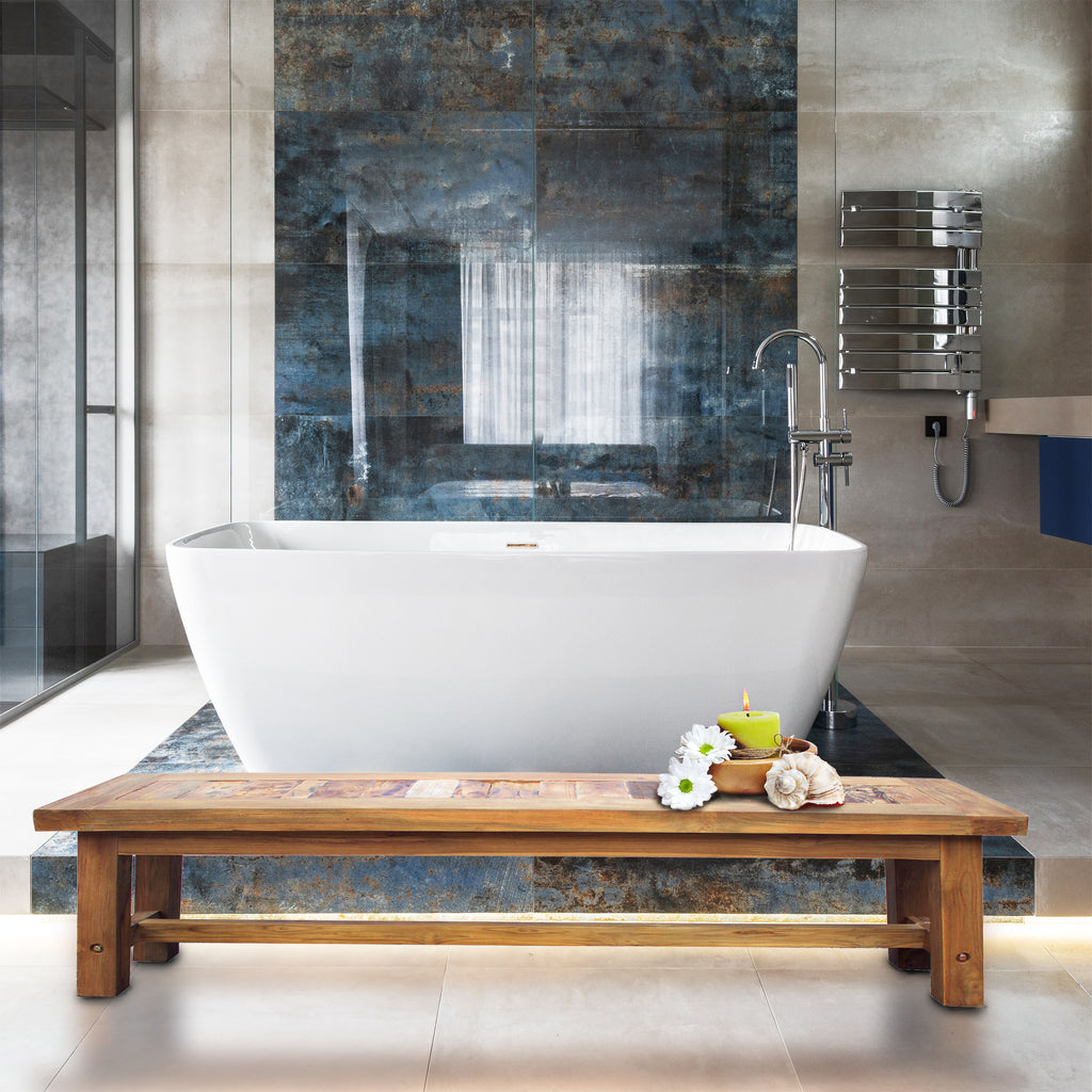 Recycled Teak Wood Castello Backless Bathroom Bench, 79 inch by Chic ...