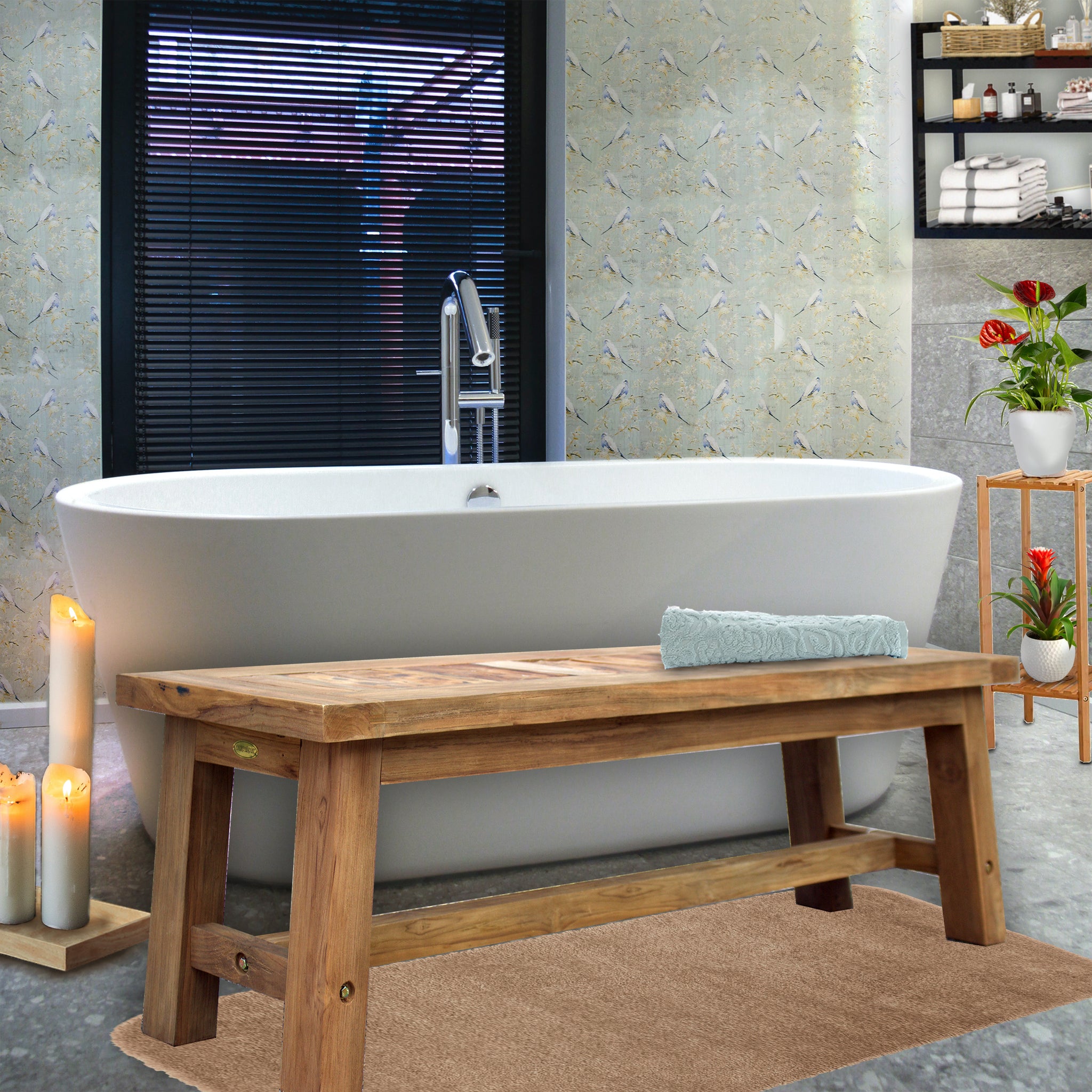 Recycled Teak Wood Castello Backless Bathroom Bench, 79 inch by Chic ...