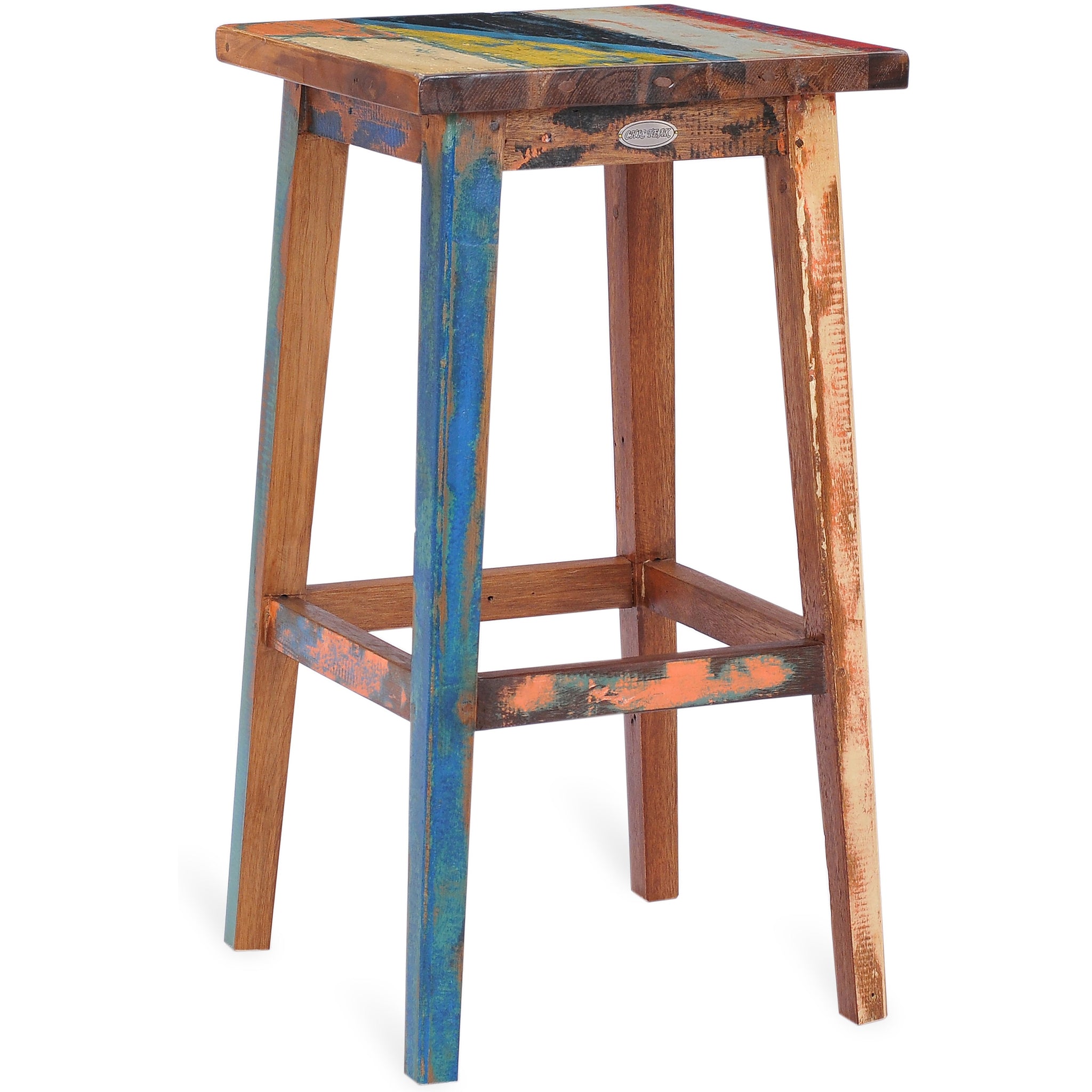 Marina Del Rey Square Recycled Teak Wood Boat Barstool by Chic Teak ...
