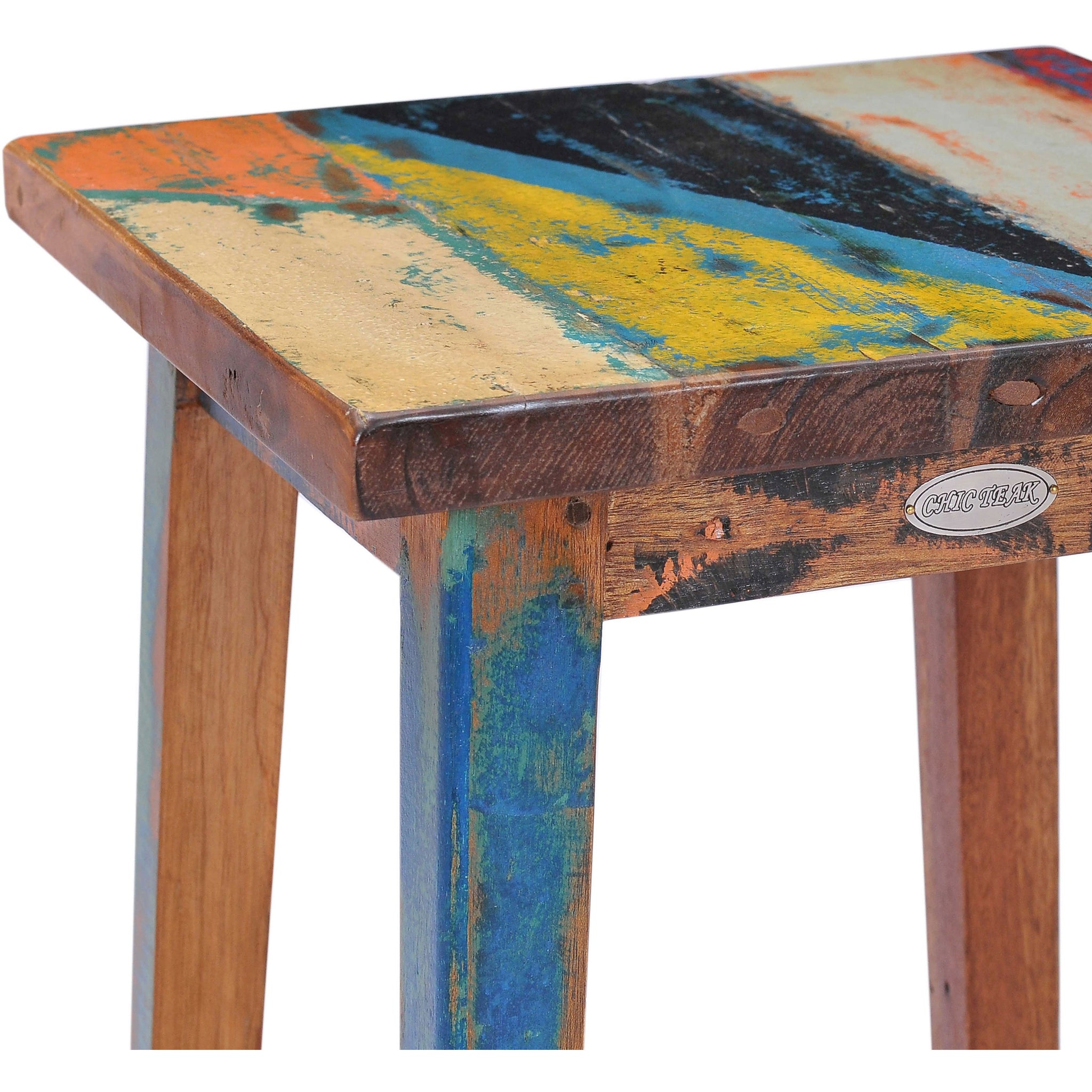 Marina Del Rey Square Recycled Teak Wood Boat Barstool by Chic Teak ...