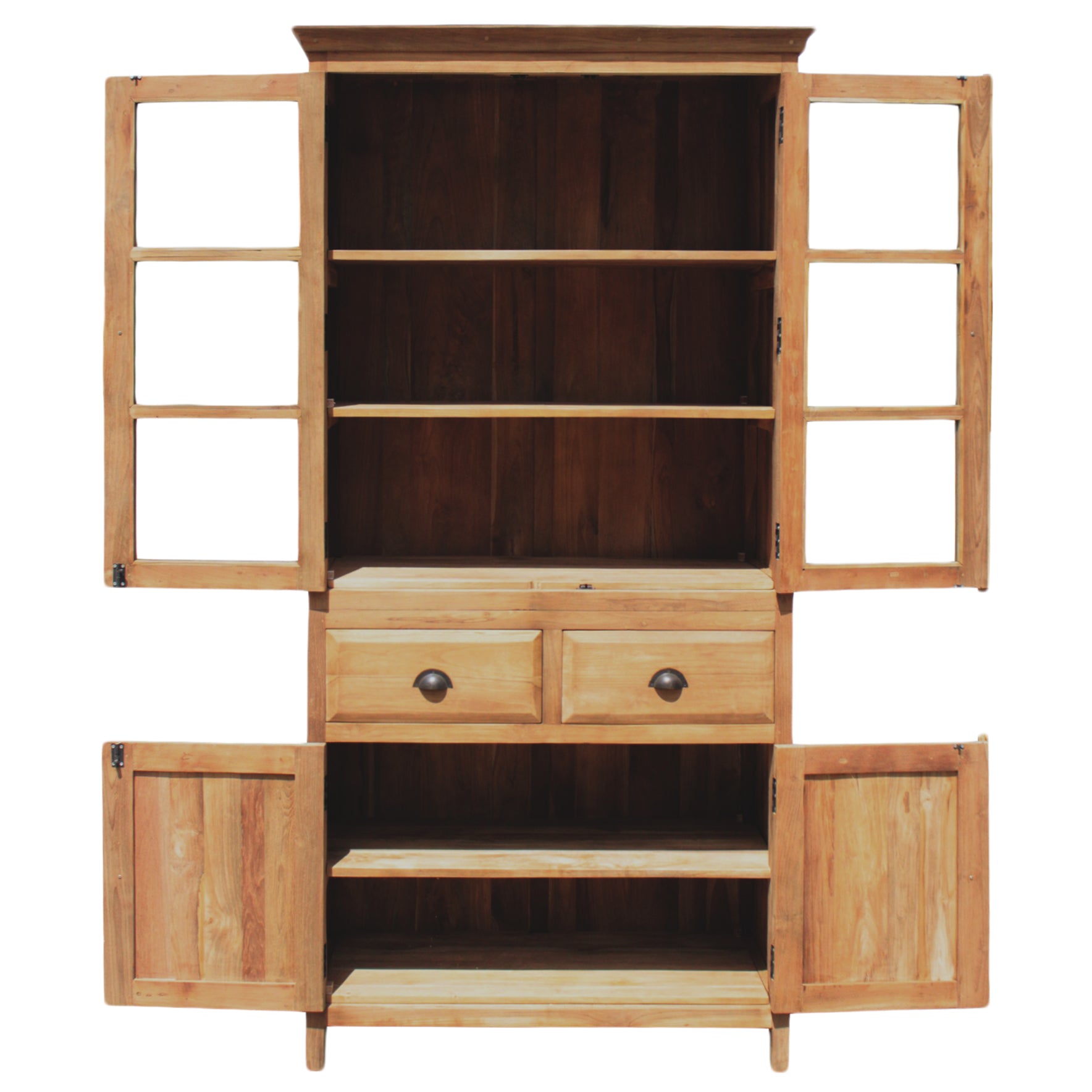 Recycled Teak Wood Sumatra Bathroom Linen Cupboard with 4 Doors and 2 ...