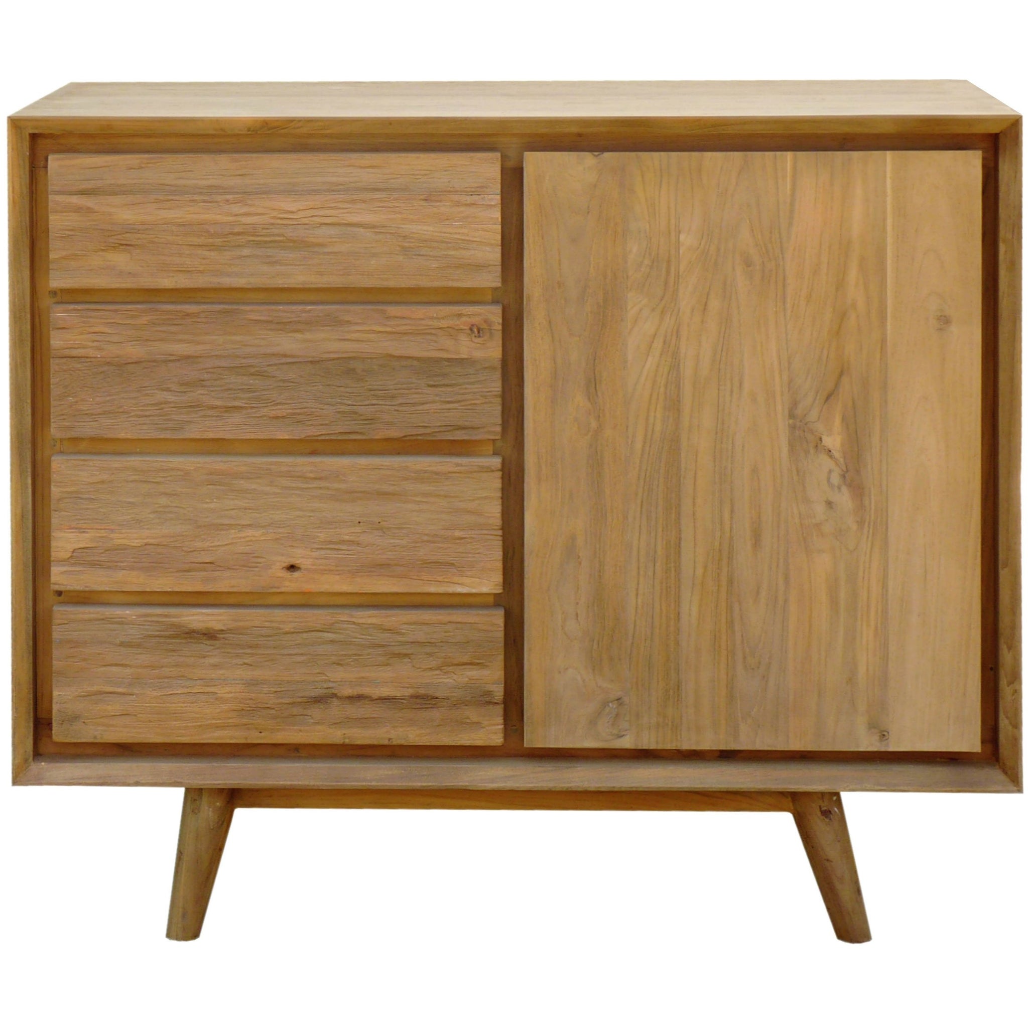 Recycled Teak Wood Retro Chest with 1 Door, 4 Drawers by Chic Teak only ...