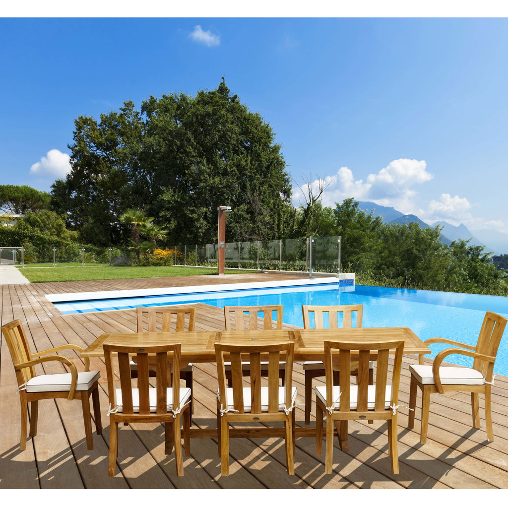 9 Piece Rectangular Teak Wood Boston Table/Chair Set With Cushions by ...