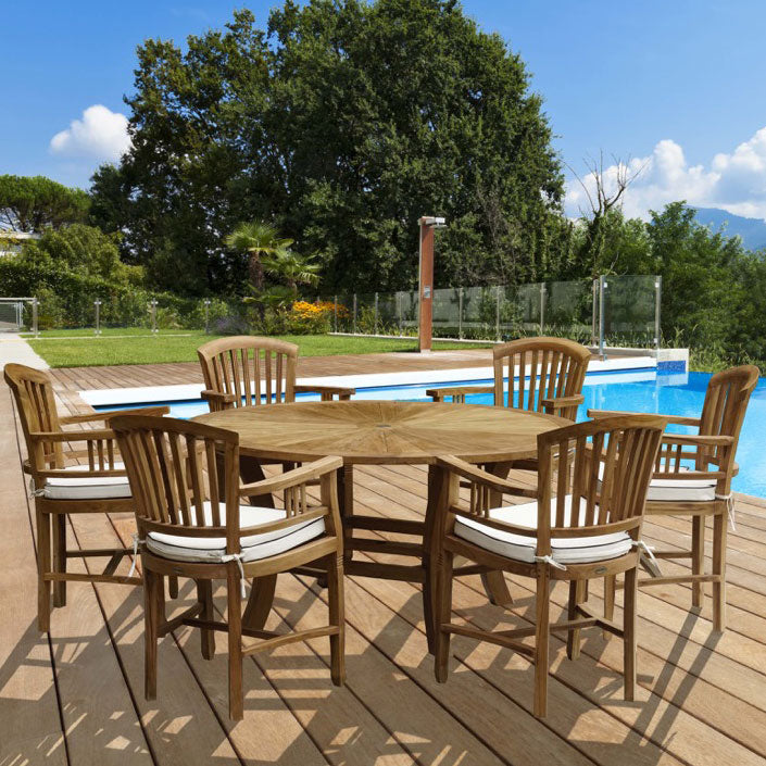 7 Piece Teak Wood Sun Table/Chair Set With Cushions by Chic Teak only ...