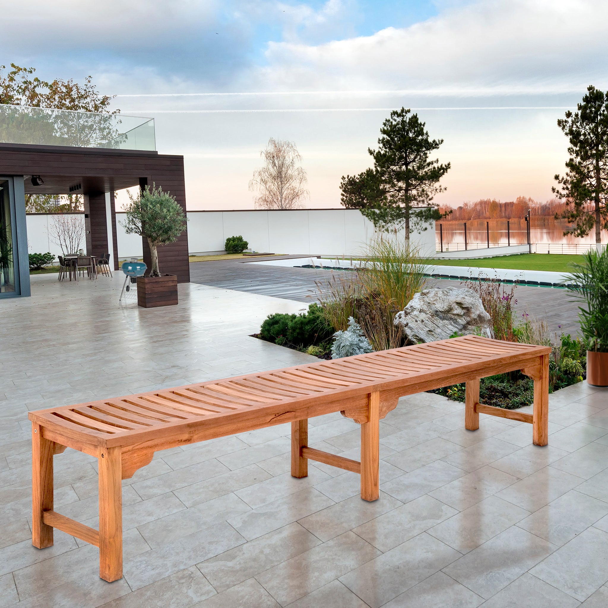 Teak Wood Santa Monica Backless Bench, 8 foot by Chic Teak only $806.54
