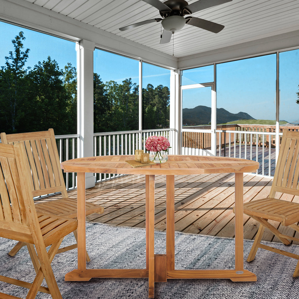 Teak Wood Butterfly Round Outdoor Patio Folding Table, 47 Inch by Chic ...