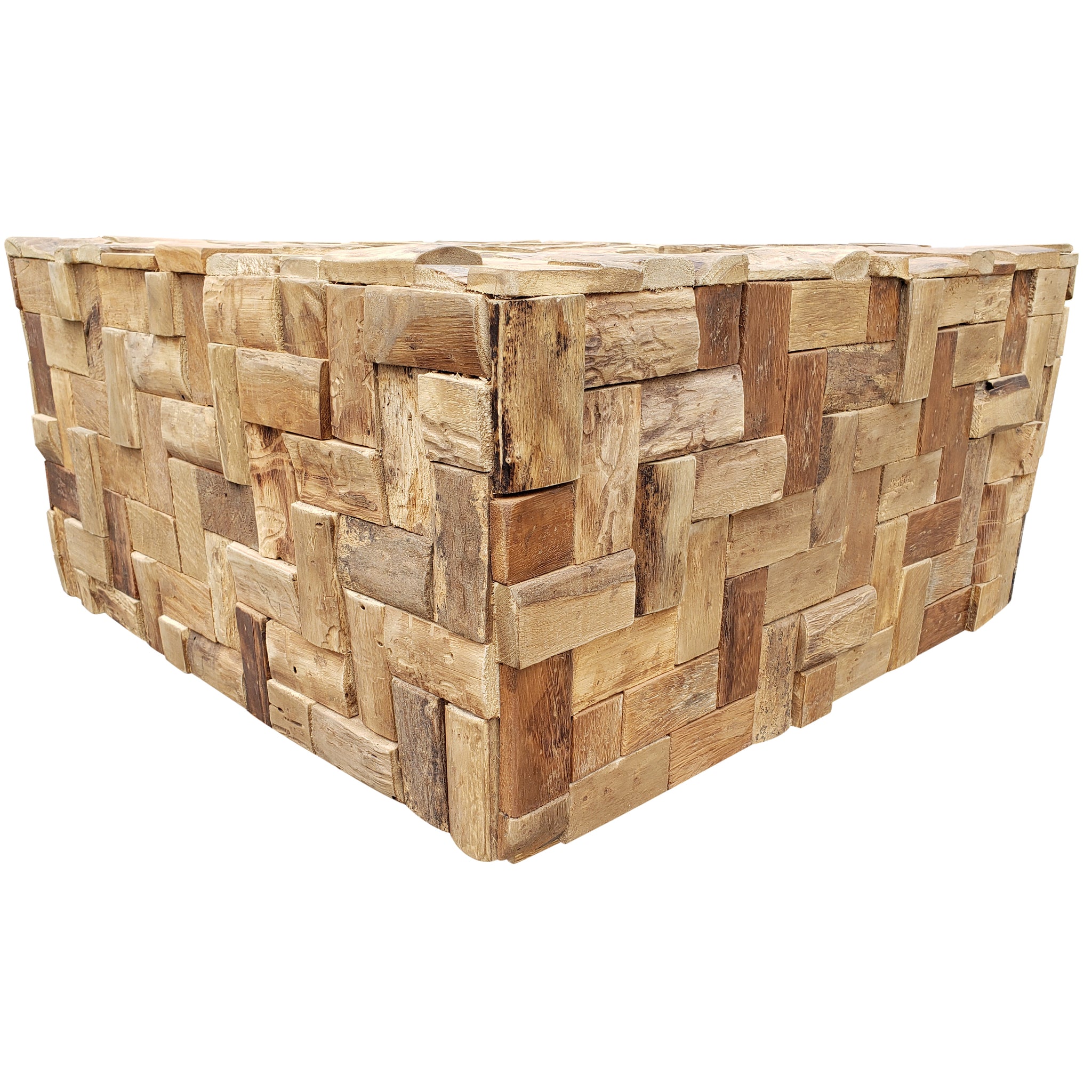 Rustic Recycled Teak Wood Java Coffee Table, 32 inch by Chic Teak only ...