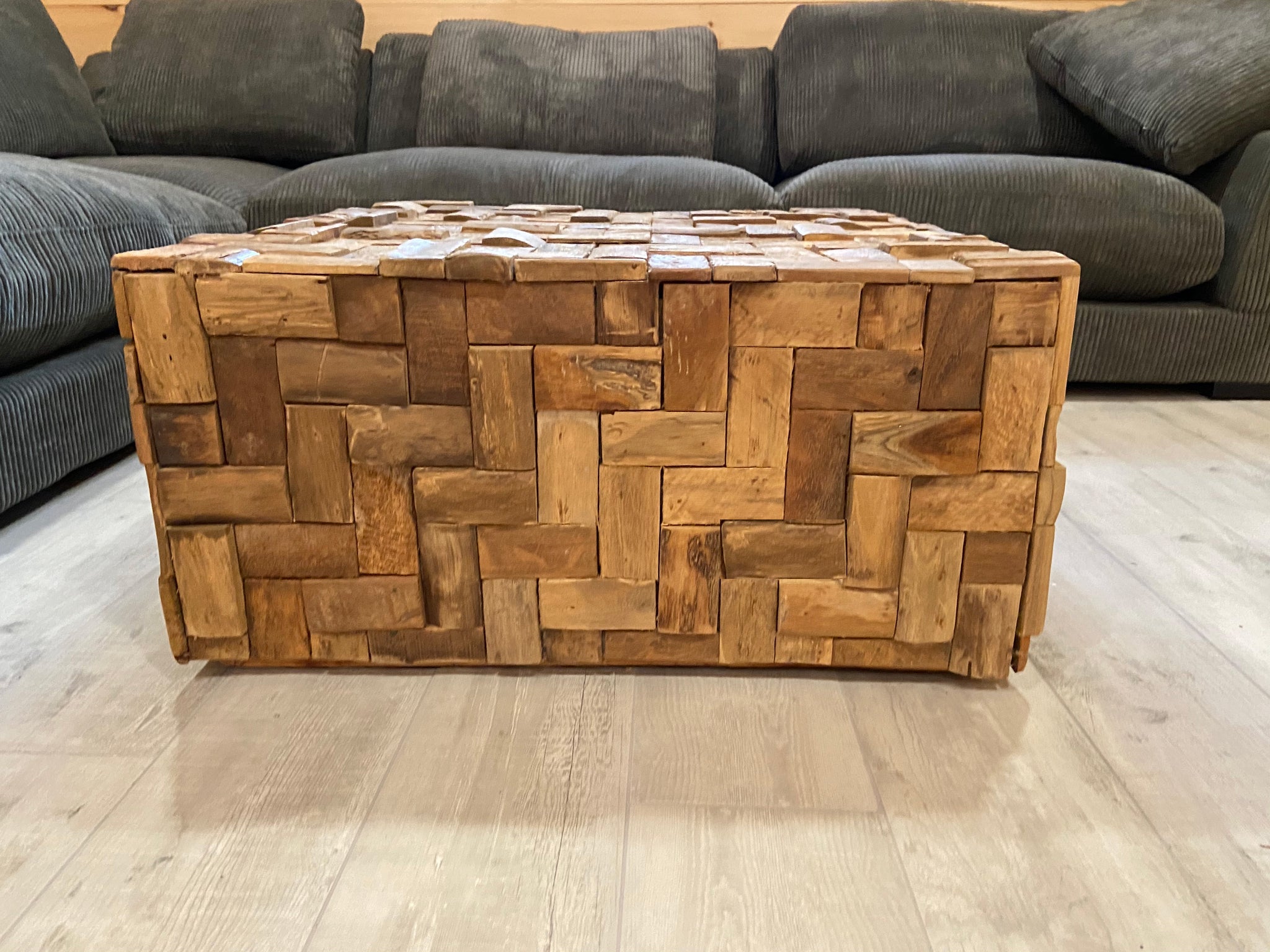 Rustic Recycled Teak Wood Java Coffee Table, 32 inch by Chic Teak only ...