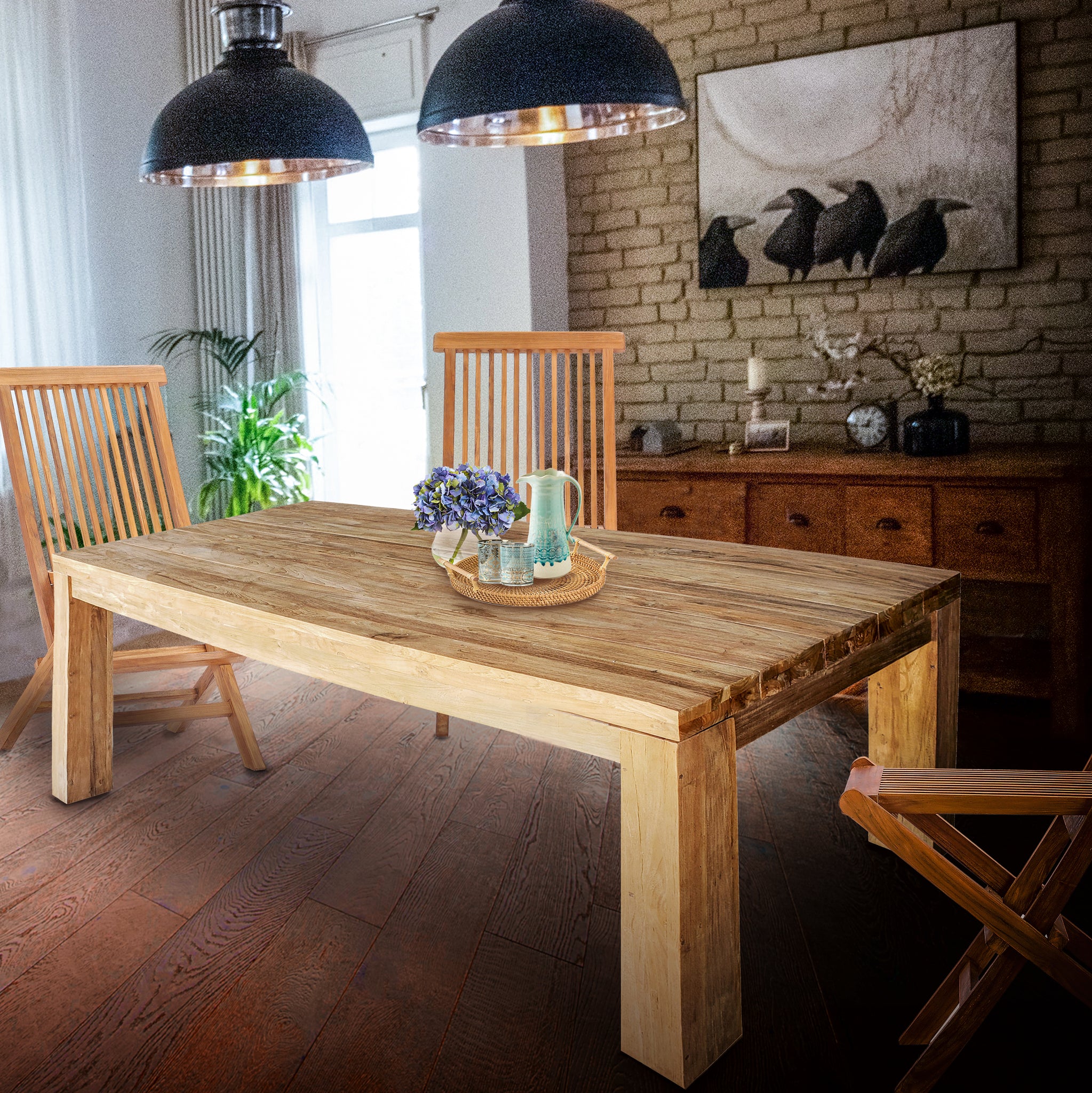 Recycled Teak Wood Marbella Rectangular Dining Table, 71 Inch by Chic Teak only $1,698.13