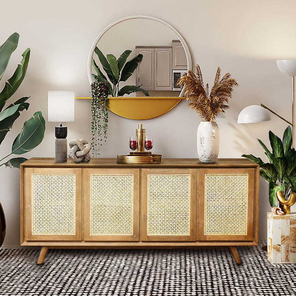 Recycled Teak Wood West Indies Rattan Chest with 4 Doors by Chic Teak ...