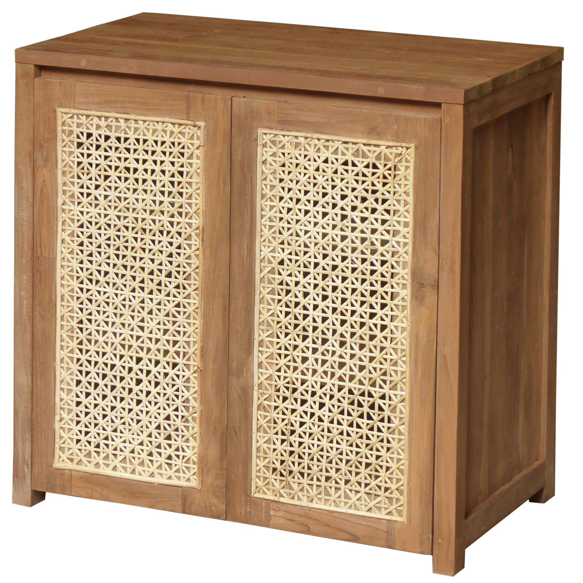 Recycled Teak Wood Antilles Small Bathroom Linen Cabinet with 2 Doors ...