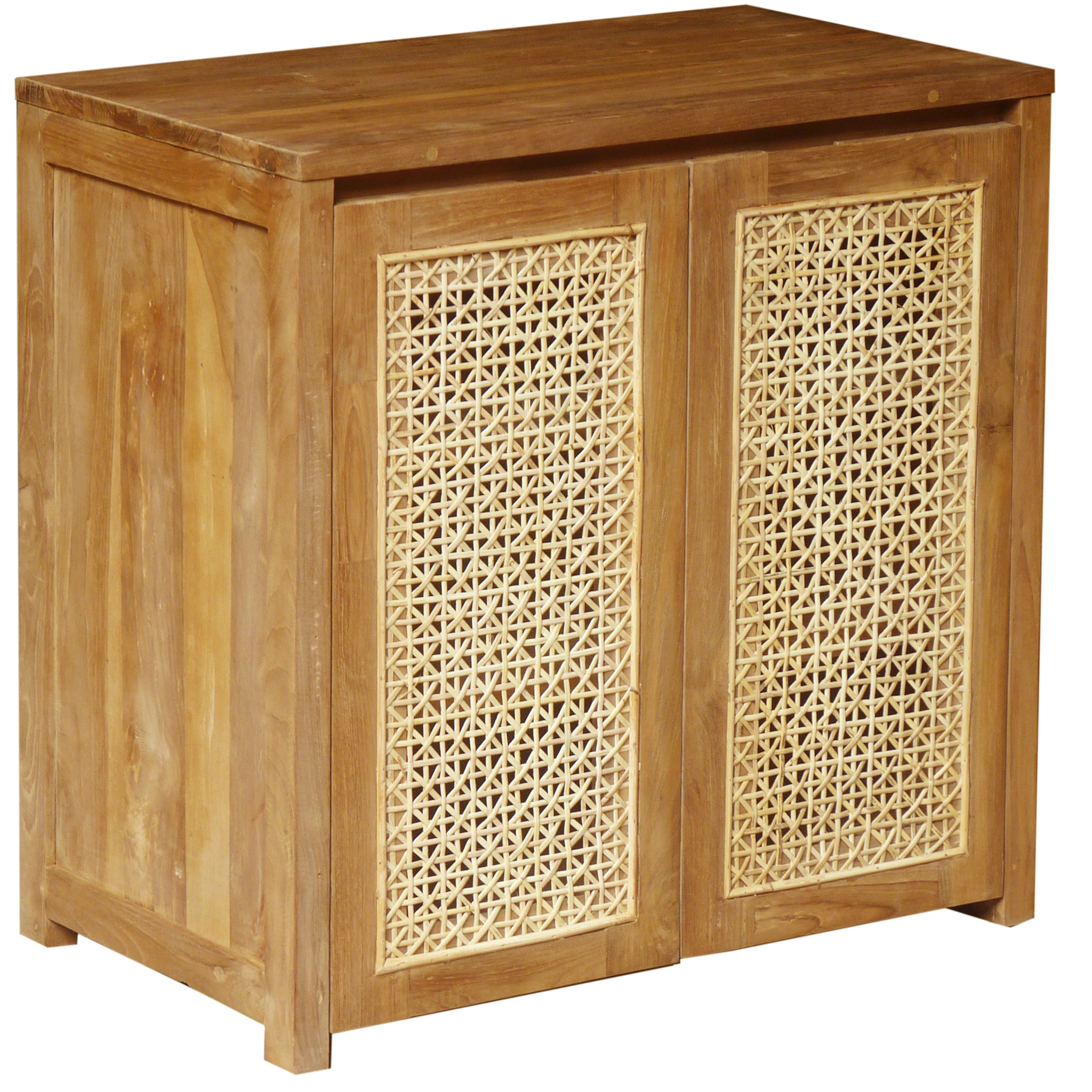 Recycled Teak Wood Antilles Small Bathroom Linen Cabinet with 2 Doors ...