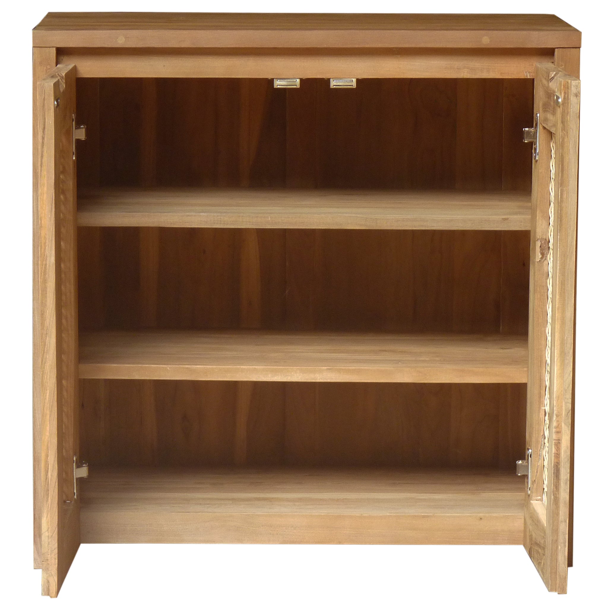 Recycled Teak Wood Antilles Small Bathroom Linen Cabinet with 2 Doors ...