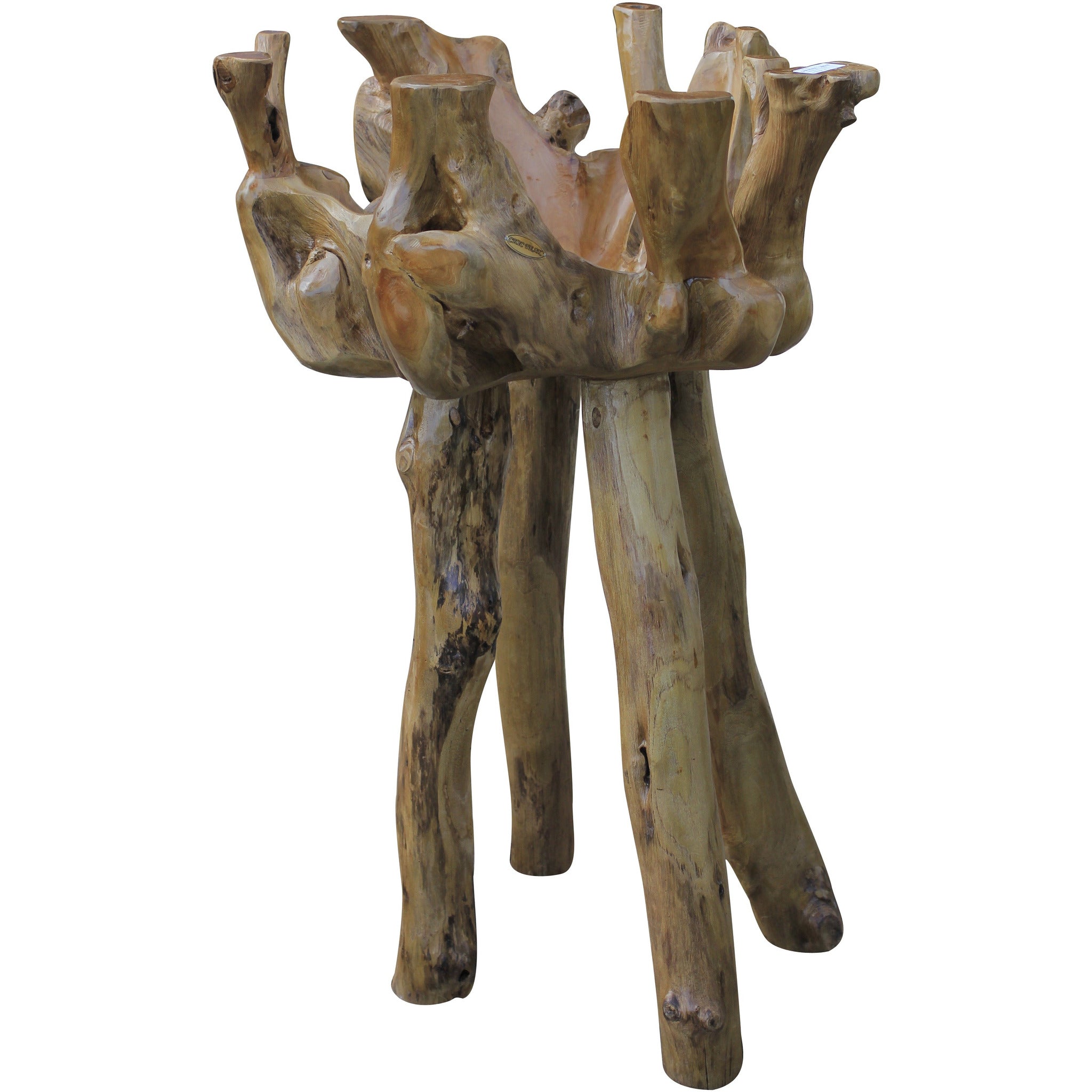 Teak Wood Root Bar Table Including 36 Inch Round Glass Top by Chic Teak ...