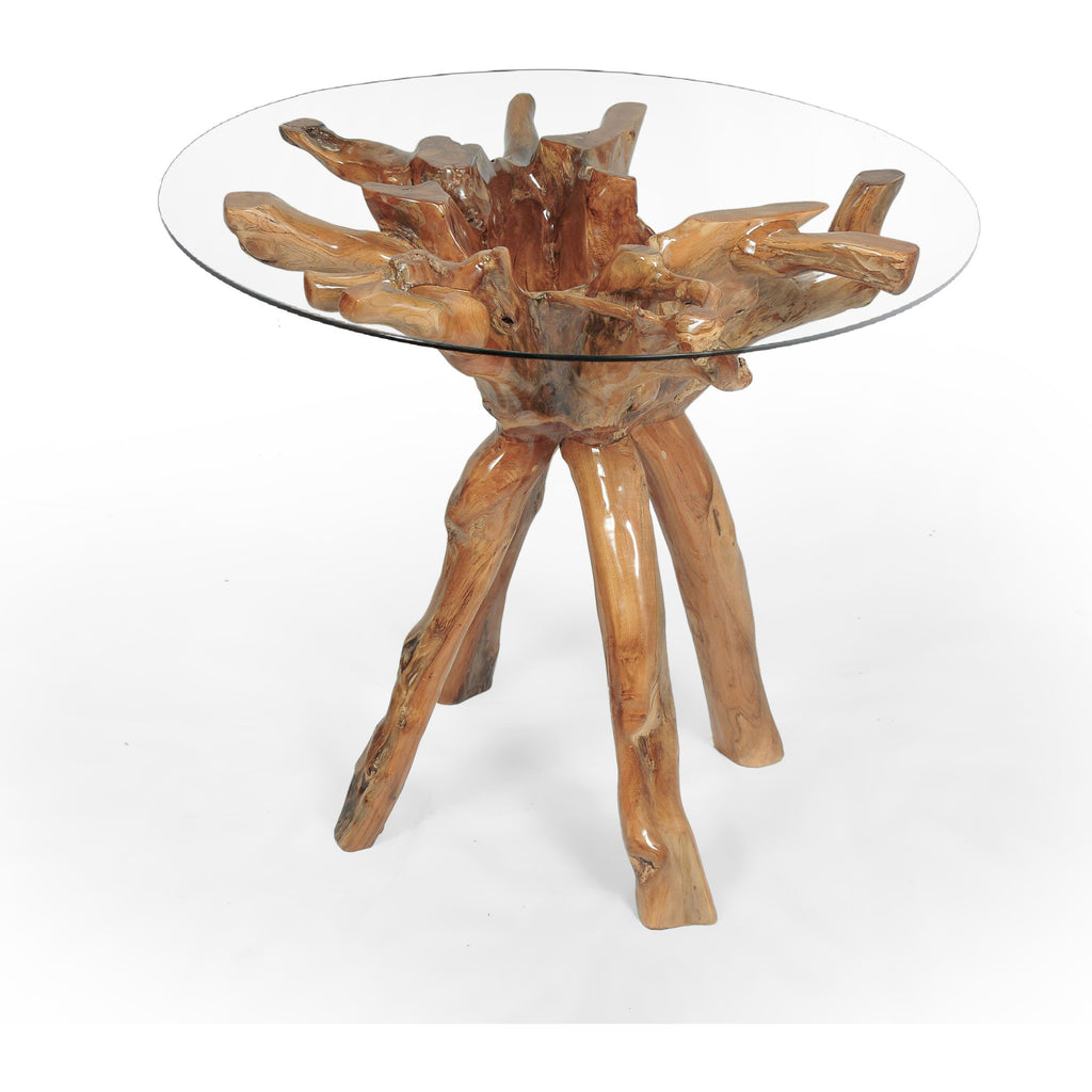 Teak Wood Root Bar Table Including 36 Inch Round Glass Top by Chic Teak ...