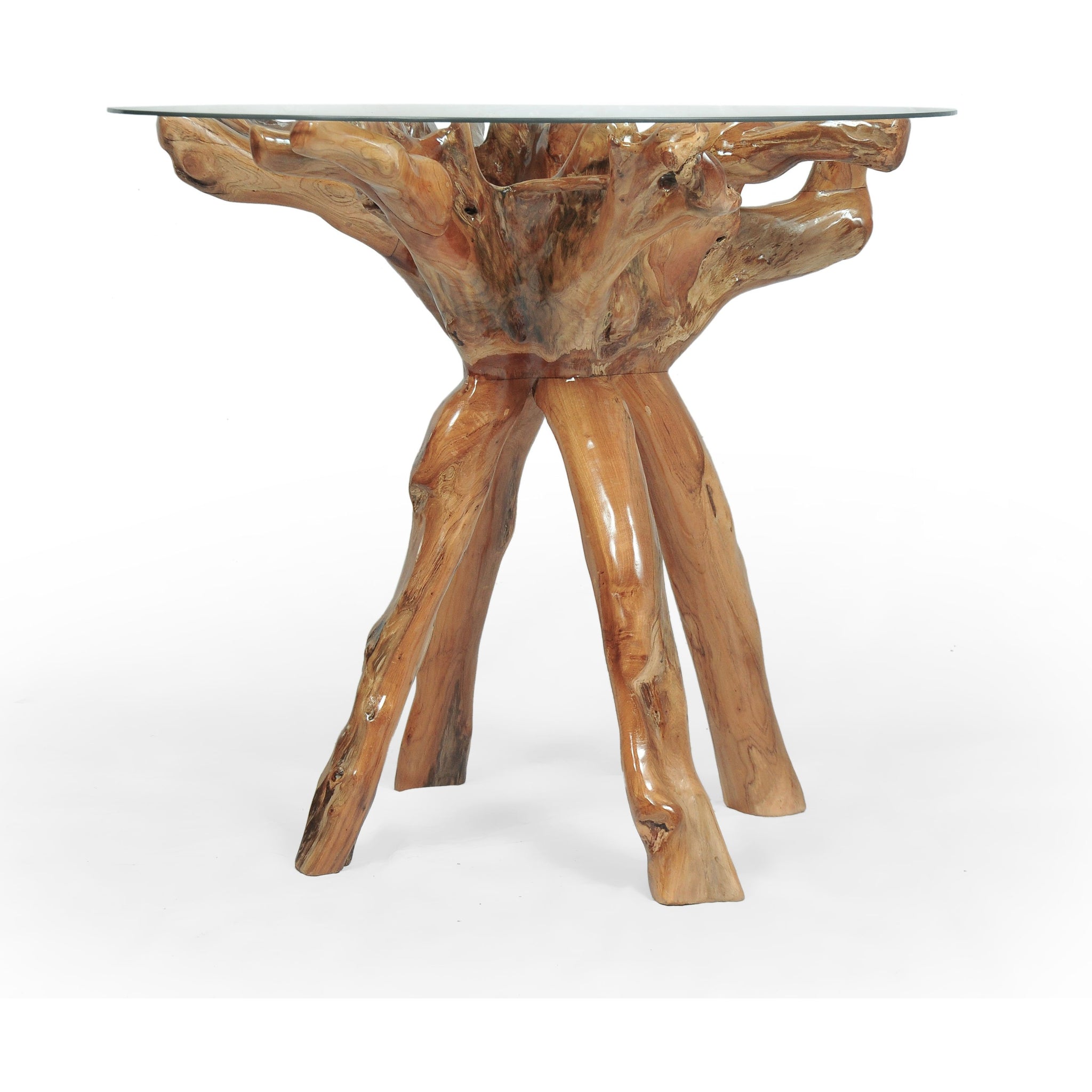 Teak Wood Root Bar Table Including 36 Inch Round Glass Top by Chic Teak ...