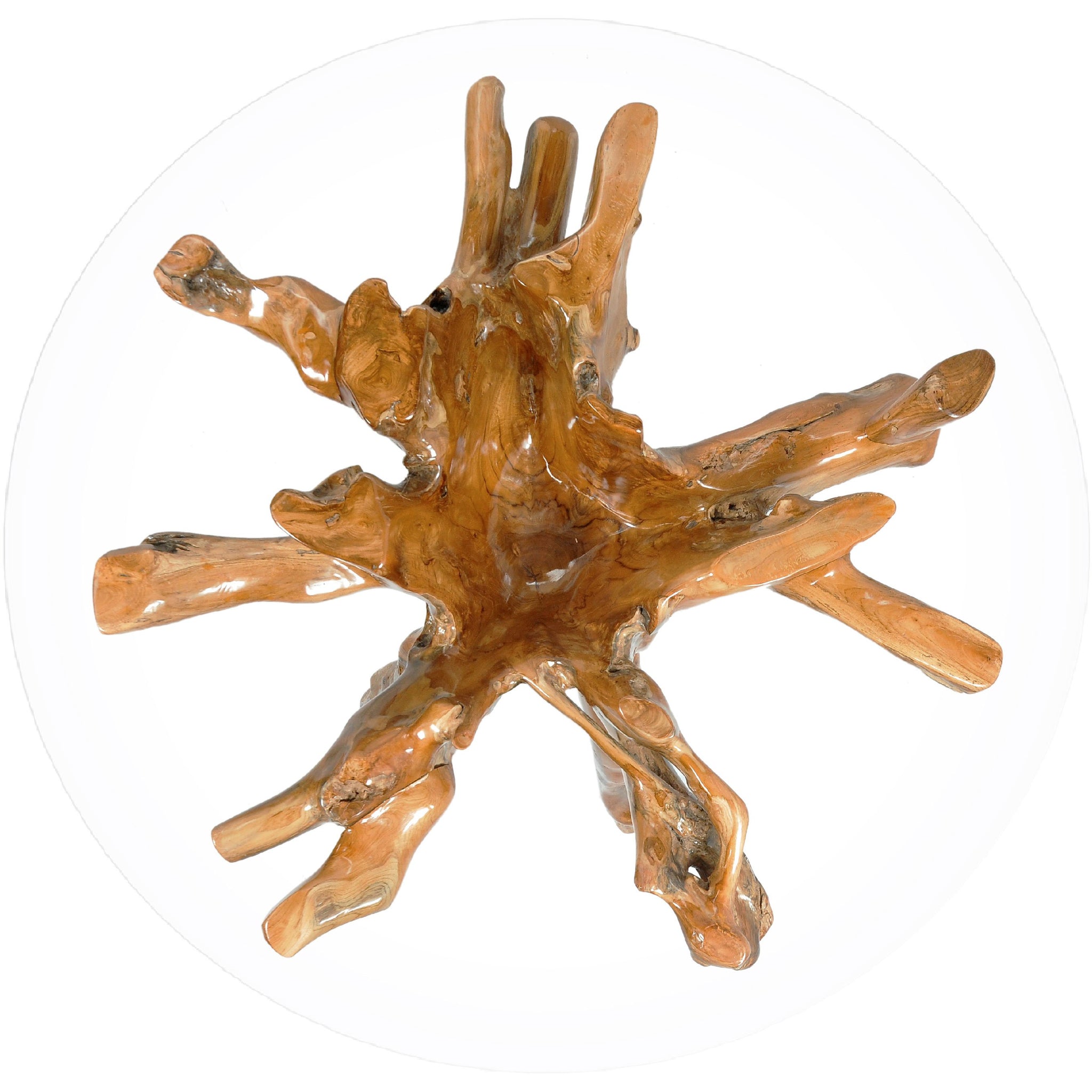 Teak Wood Root Bar Table Including 36 Inch Round Glass Top by Chic Teak ...