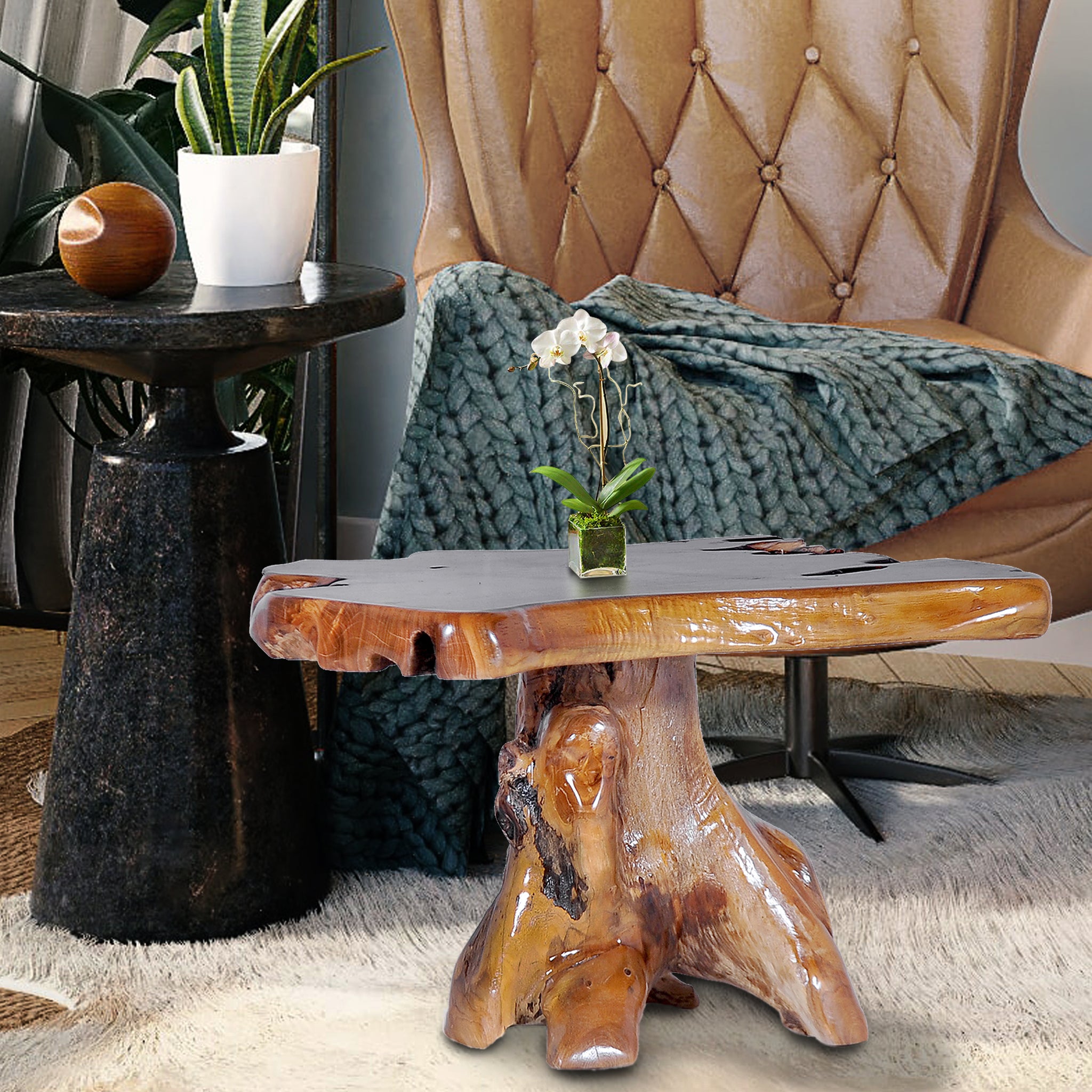Teak Wood Slab Rustic Coffee Table by Chic Teak only $1,105.60