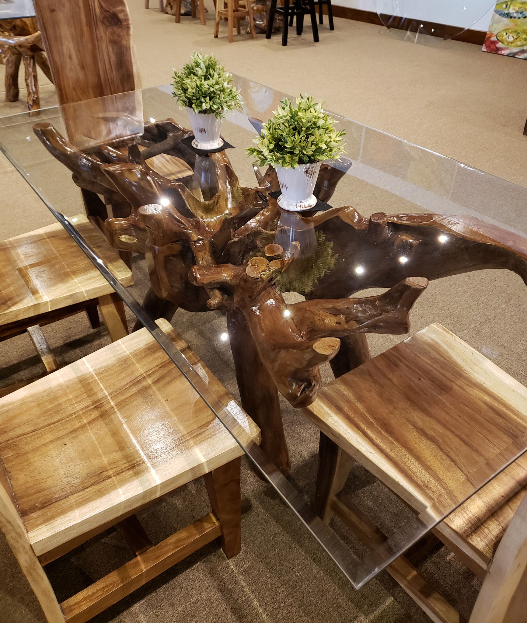 Teak Wood Root Dining Table Including a 71 x 40 Inch Glass Top by Chic Teak only $1,417.26