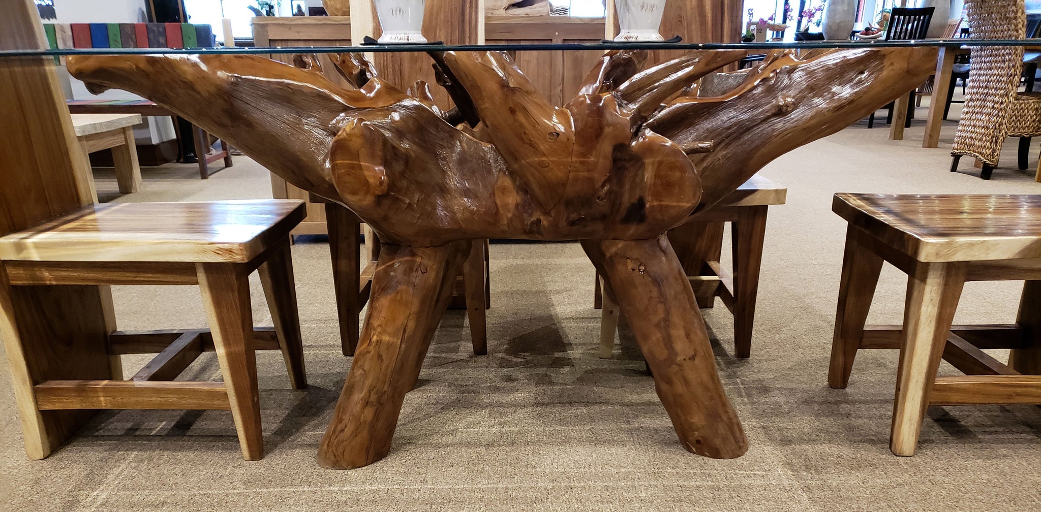 Teak Wood Root Dining Table Including a 71 x 40 Inch Glass Top by Chic Teak only $1,417.26