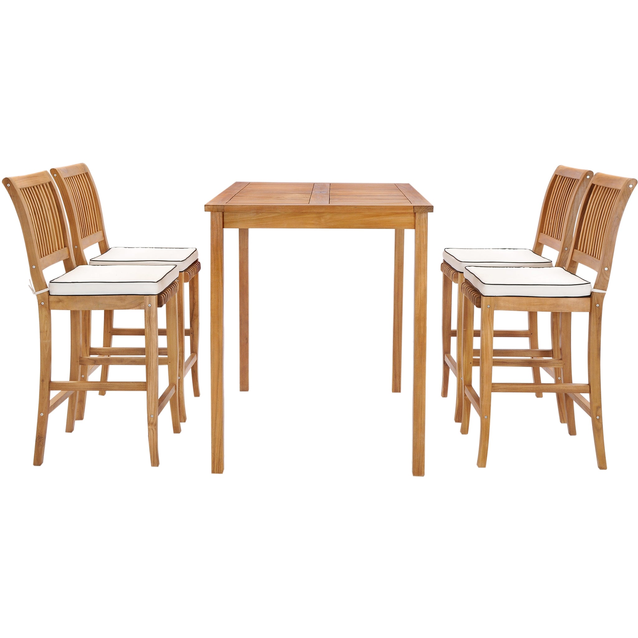 5 Piece Teak Wood Castle 55" Rectangular Small Bistro Bar Set including ...