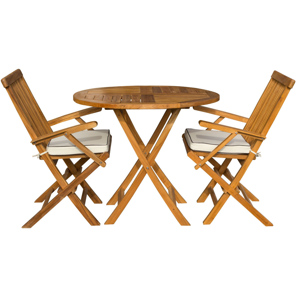 3 Piece Teak Wood California Patio Dining Set, 36" Round Folding Table ...