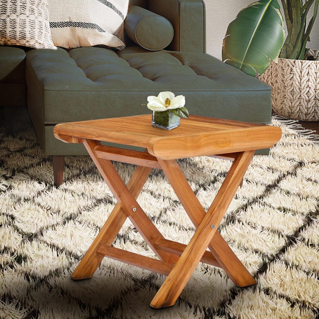 Teak Wood Miami Footstool / Side Table by Chic Teak only $191.49