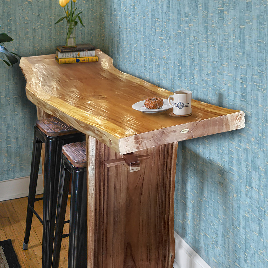 Suar Live Edge Slab Freestanding Bar with Shelf, 79 Inch (choice of ...