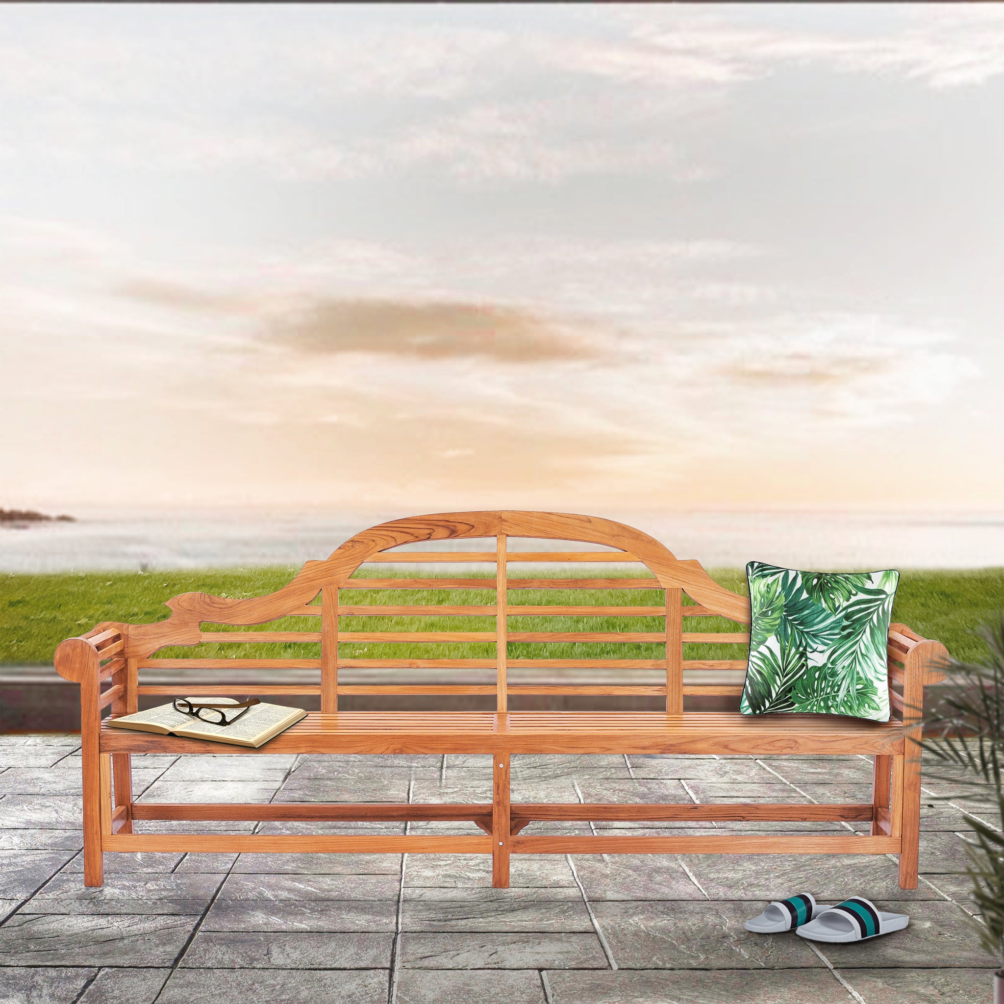 Teak Wood Lutyens Quadruple Bench, 8 Foot by Chic Teak only $1,317.23