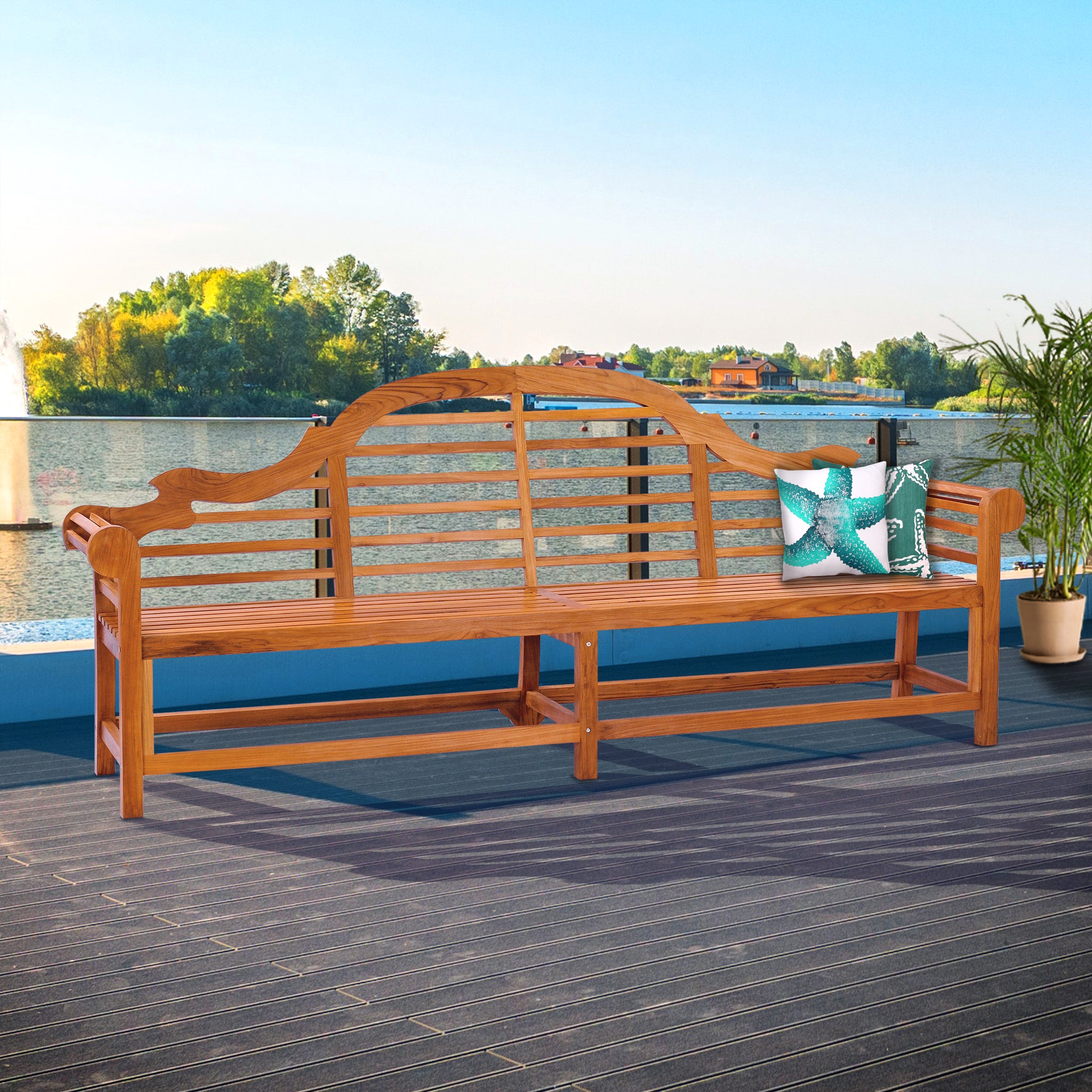 Teak Wood Lutyens Quadruple Bench, 8 Foot by Chic Teak only $1,317.23